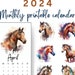 2024 Illustrated Watercolor Horse Calendar | Printable A4 & Letter Size ...