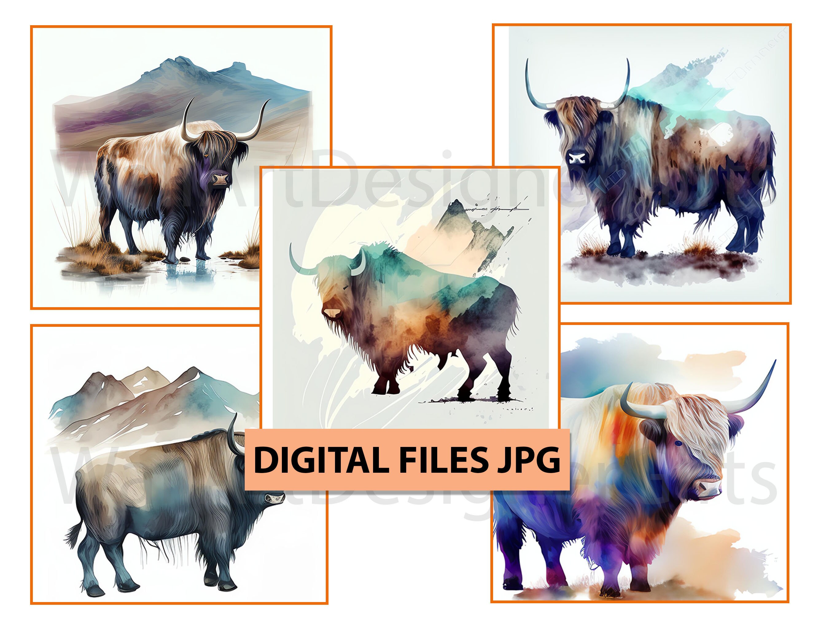 Farm Animals Clipart 20 JPG Yak Bundle, Full Commercial Use, Cute Farm ...