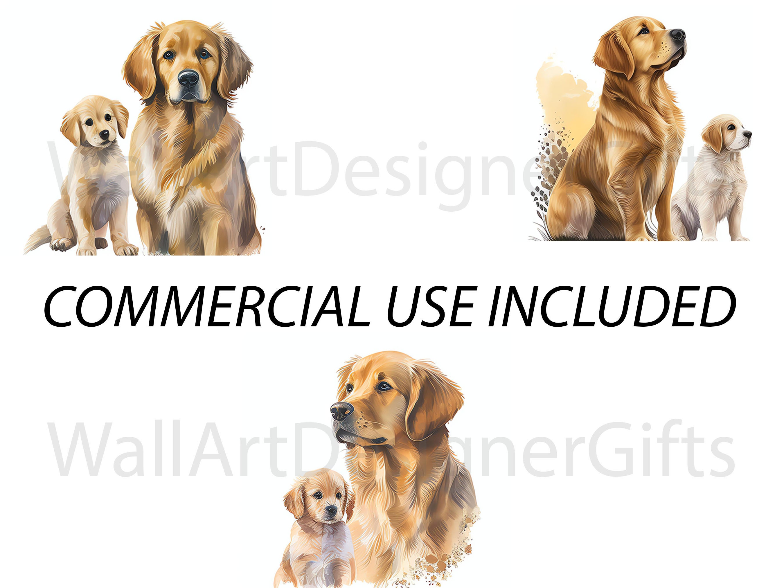 20 Golden Retriever Puppy Clipart JPG Bundle Full Commercial - Etsy