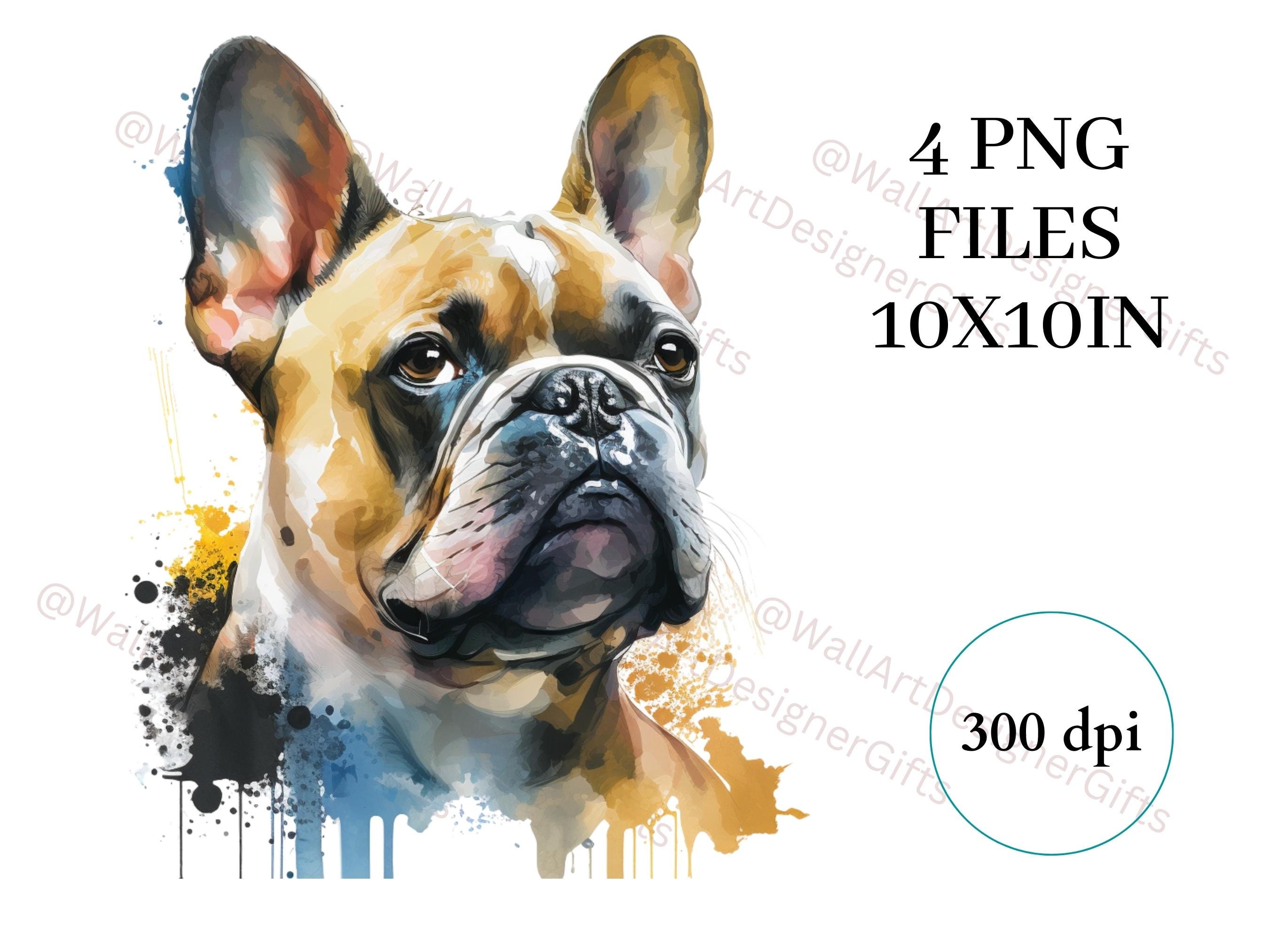 French Bulldog Doge Watercolor Art Print Clipart, 4 Dogs Nursery Decor ...
