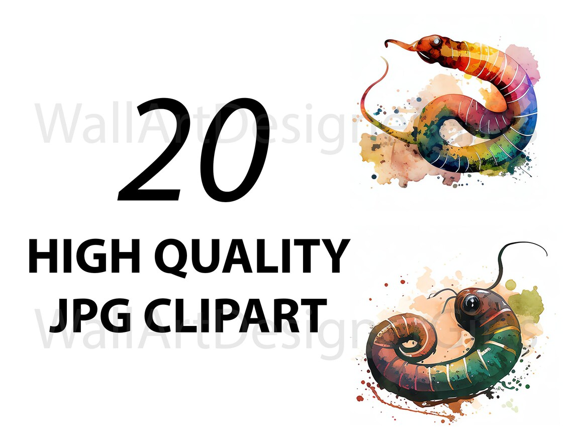 Farm Animals Clipart 20 JPG Worm Bundle, Full Commercial Use, Cute Farm ...