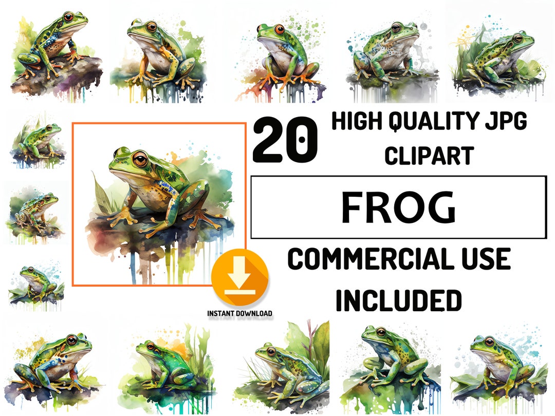 Farm Animals Clipart 20 JPG Frog Bundle, Full Commercial Use, Cute Farm ...