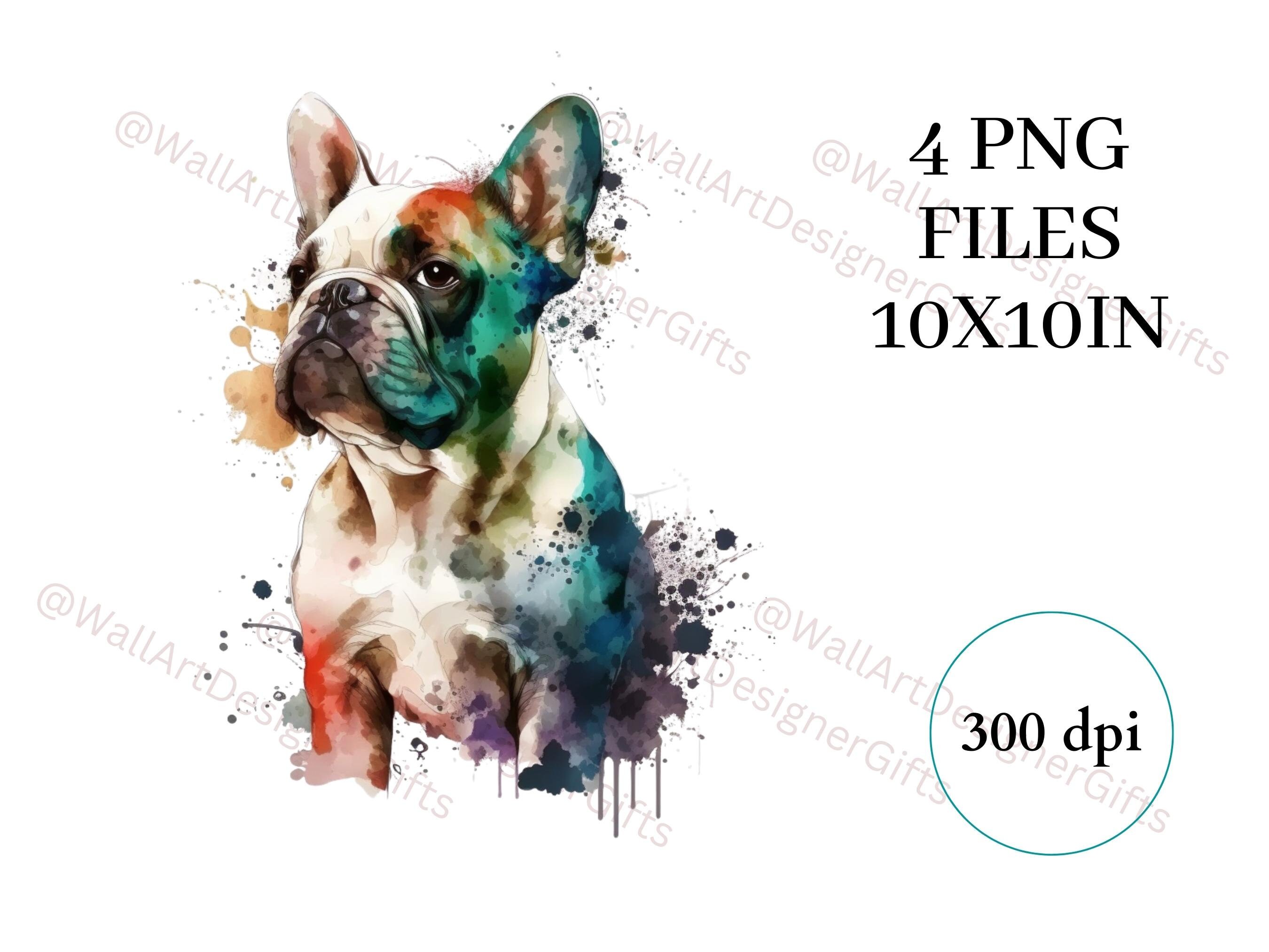 French Bulldog Doge Watercolor Art Print Clipart, 4 Dogs Nursery Decor ...