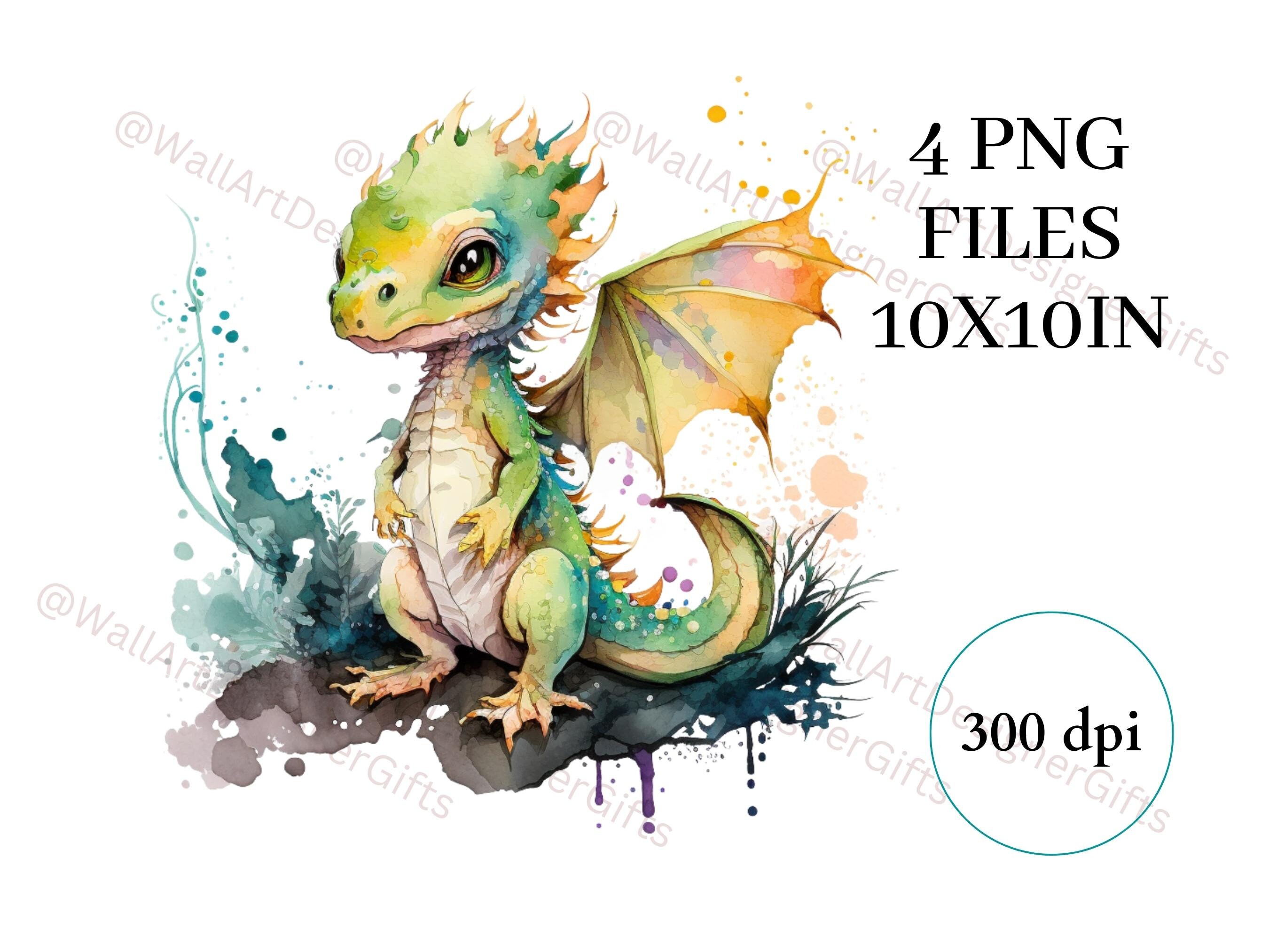Fantasy Baby Dragons Watercolor Clipart, Baby Dragons Watercolor, Baby ...