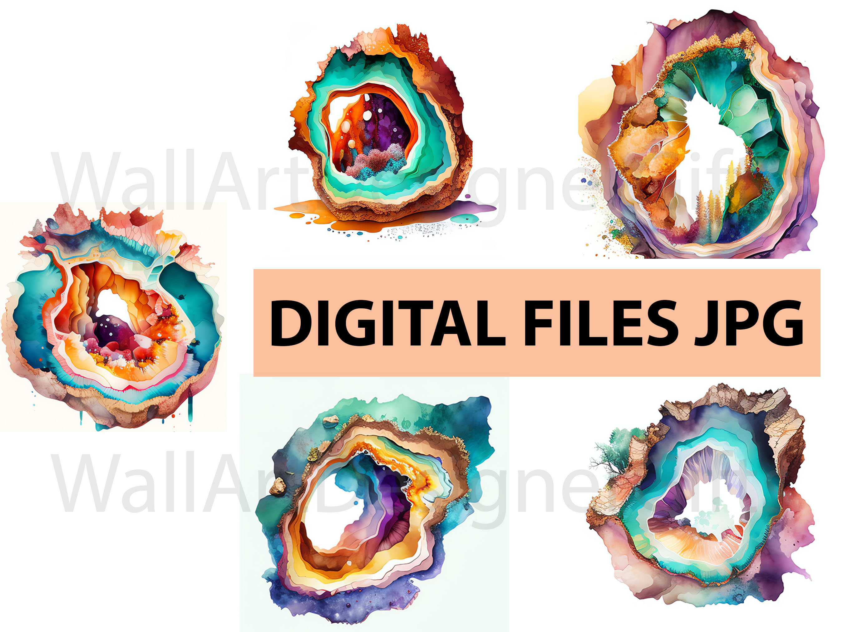 Colourful Geode Clipart 20 High Quality JPG, Full Commercial Use ...