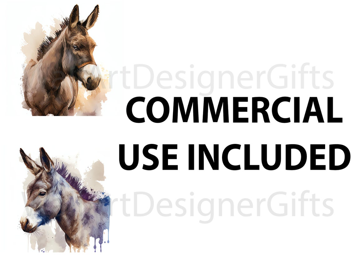 Farm Animals Clipart 20 JPG Donkey Bundle, Full Commercial Use, Cute ...