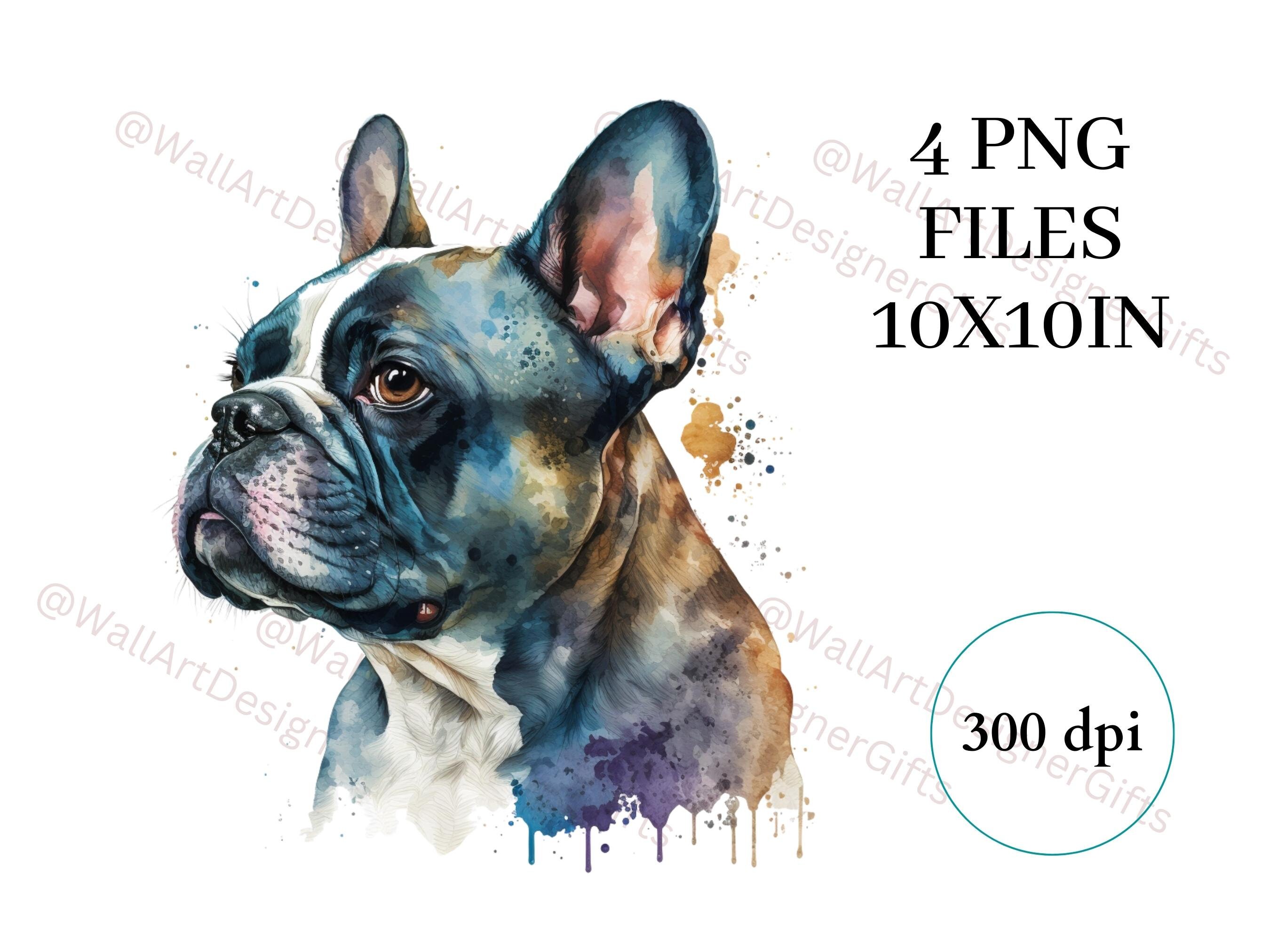 French Bulldog Doge Watercolor Art Print Clipart, 4 Dogs Nursery Decor ...