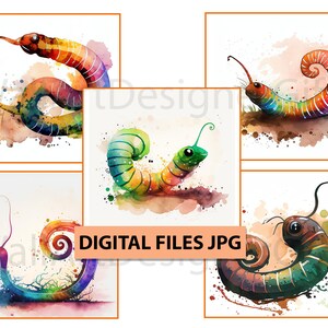 Farm Animals Clipart 20 JPG Worm Bundle, Full Commercial Use, Cute Farm ...