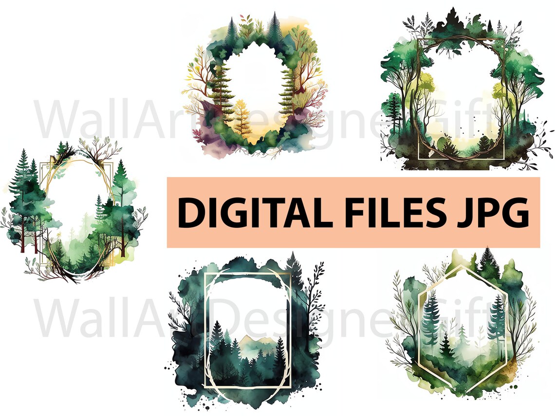 20 Forest Frames Clipart JPG Bundle Full Commercial Use Cute - Etsy