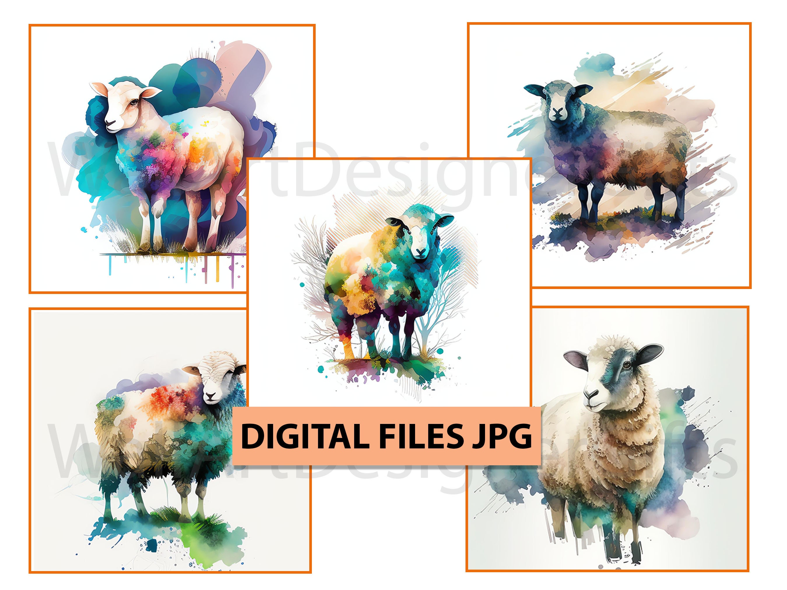 Farm Animals Clipart 20 JPG Sheep Bundle, Full Commercial Use, Cute ...
