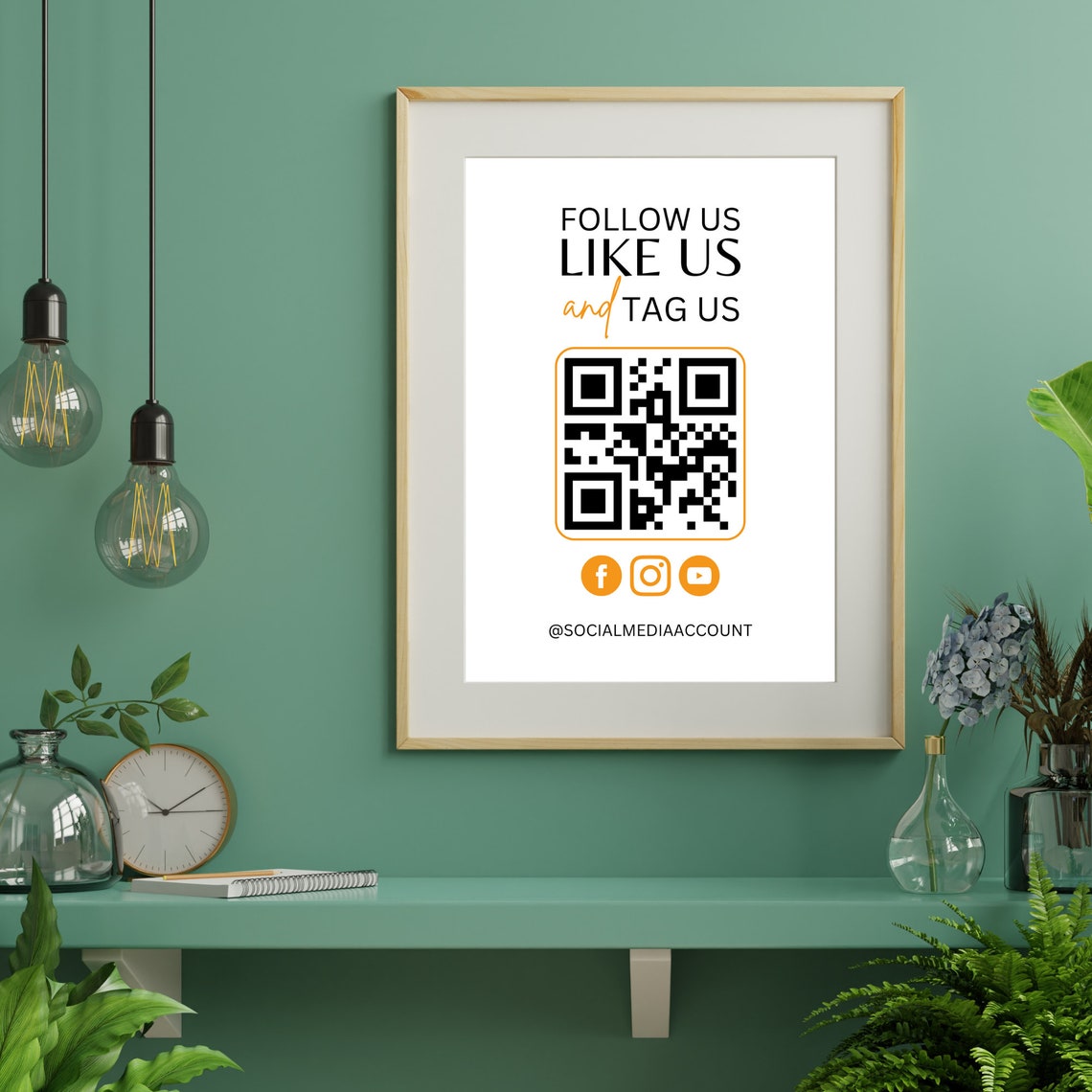 FOLLOW Us LIKE Us TAG Us - Social Media Qr Code Sign Canva Template ...
