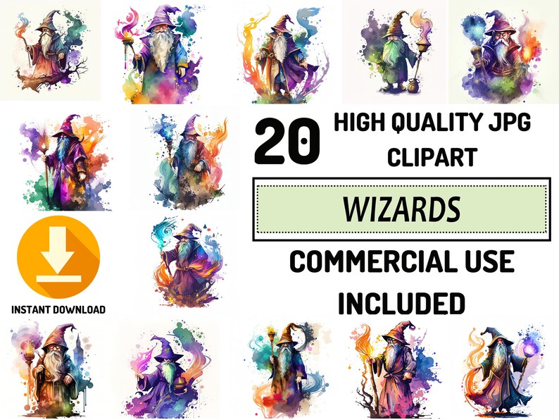 Cartoon Wizards Clipart 20 High Quality JPG, Full Commercial Use ...