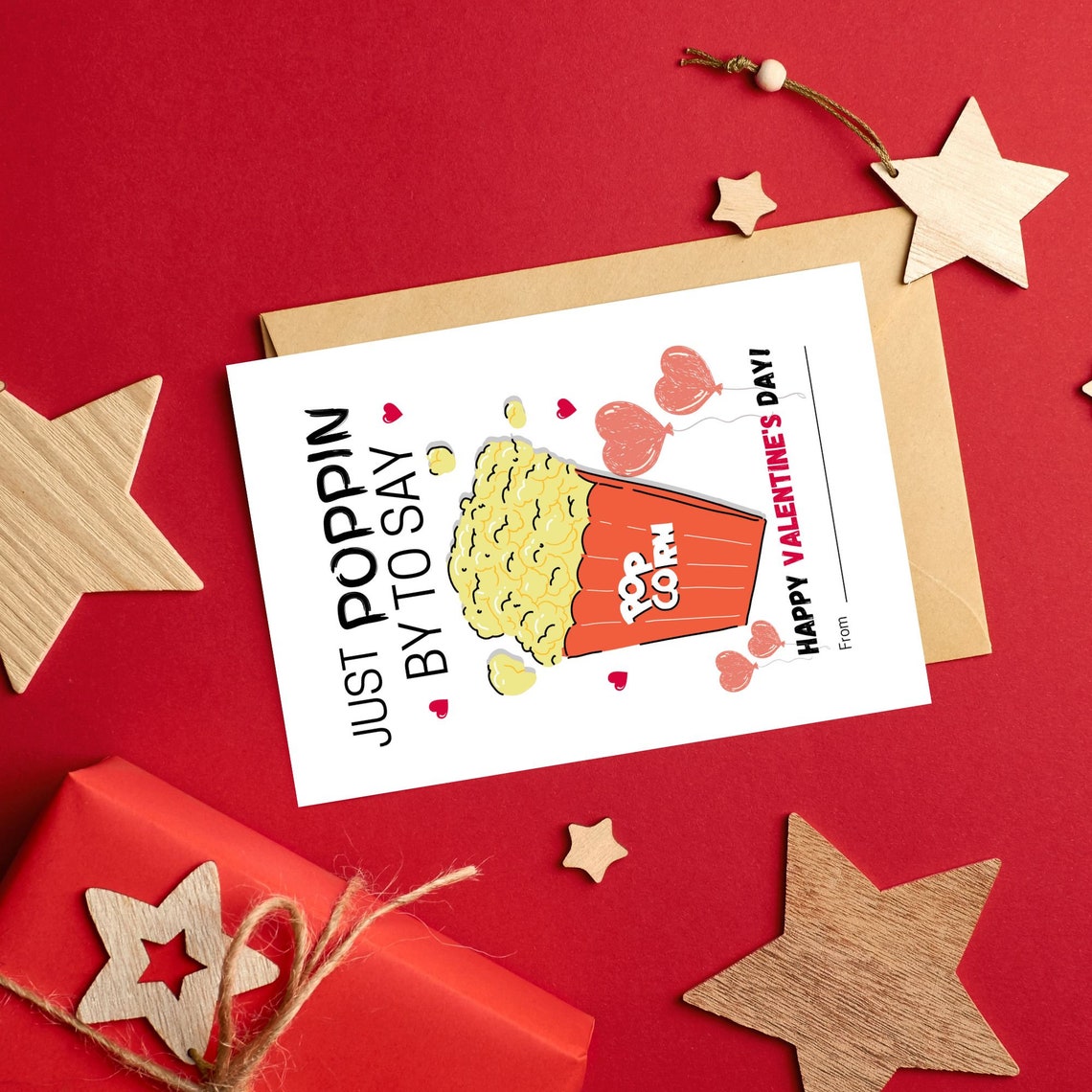 Popcorn Valentine Cards for Kids, Kids Valentine Cards, Popcorn ...