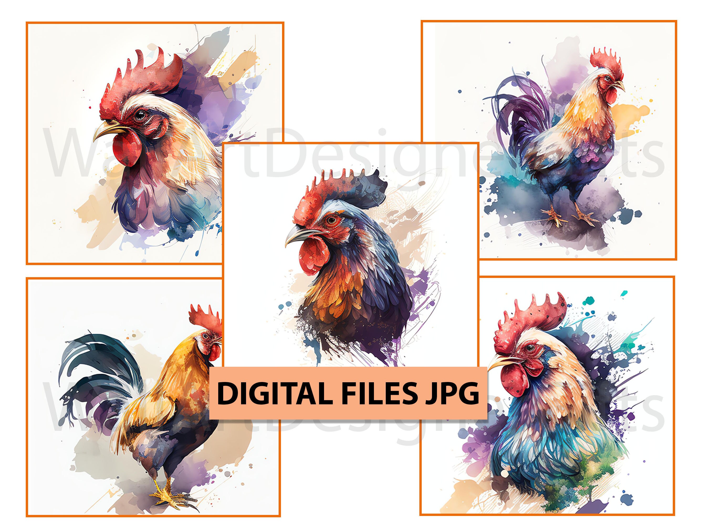 Farm Animals Clipart 20 JPG Chicken Bundle, Full Commercial Use, Cute ...