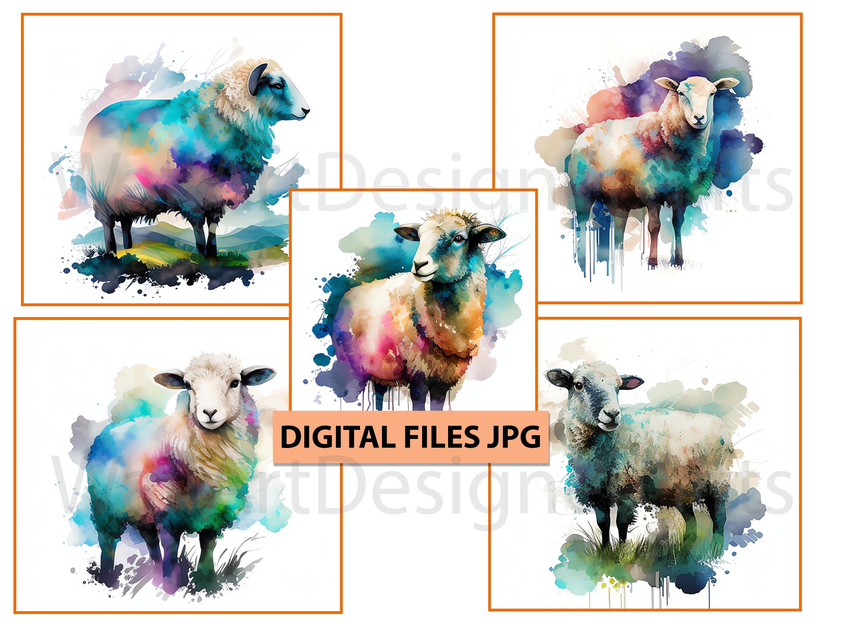 Farm Animals Clipart 20 JPG Sheep Bundle, Full Commercial Use, Cute ...