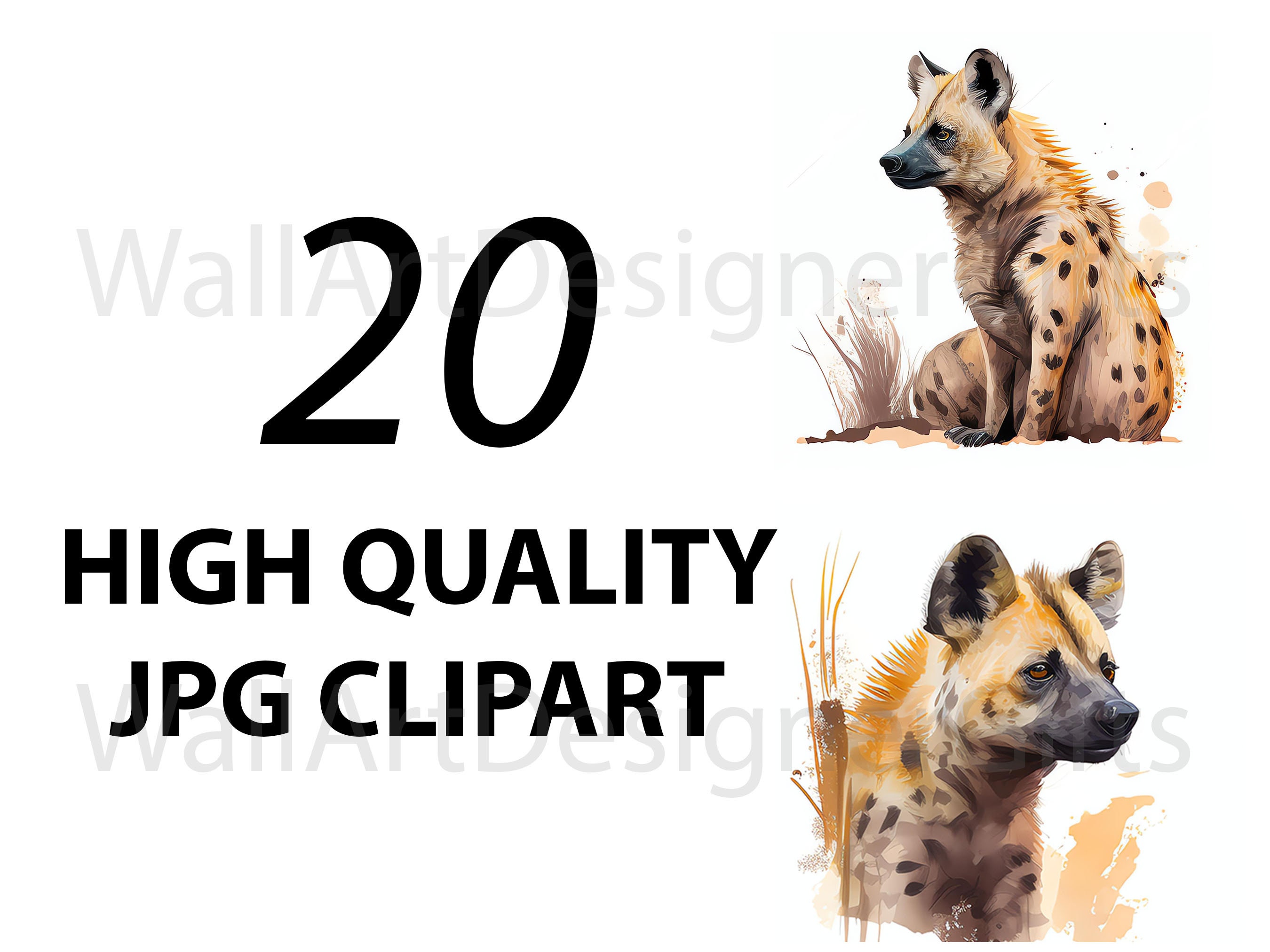 Hyena Clipart 20 High Quality Safari Animals JPG Bundle, Full ...