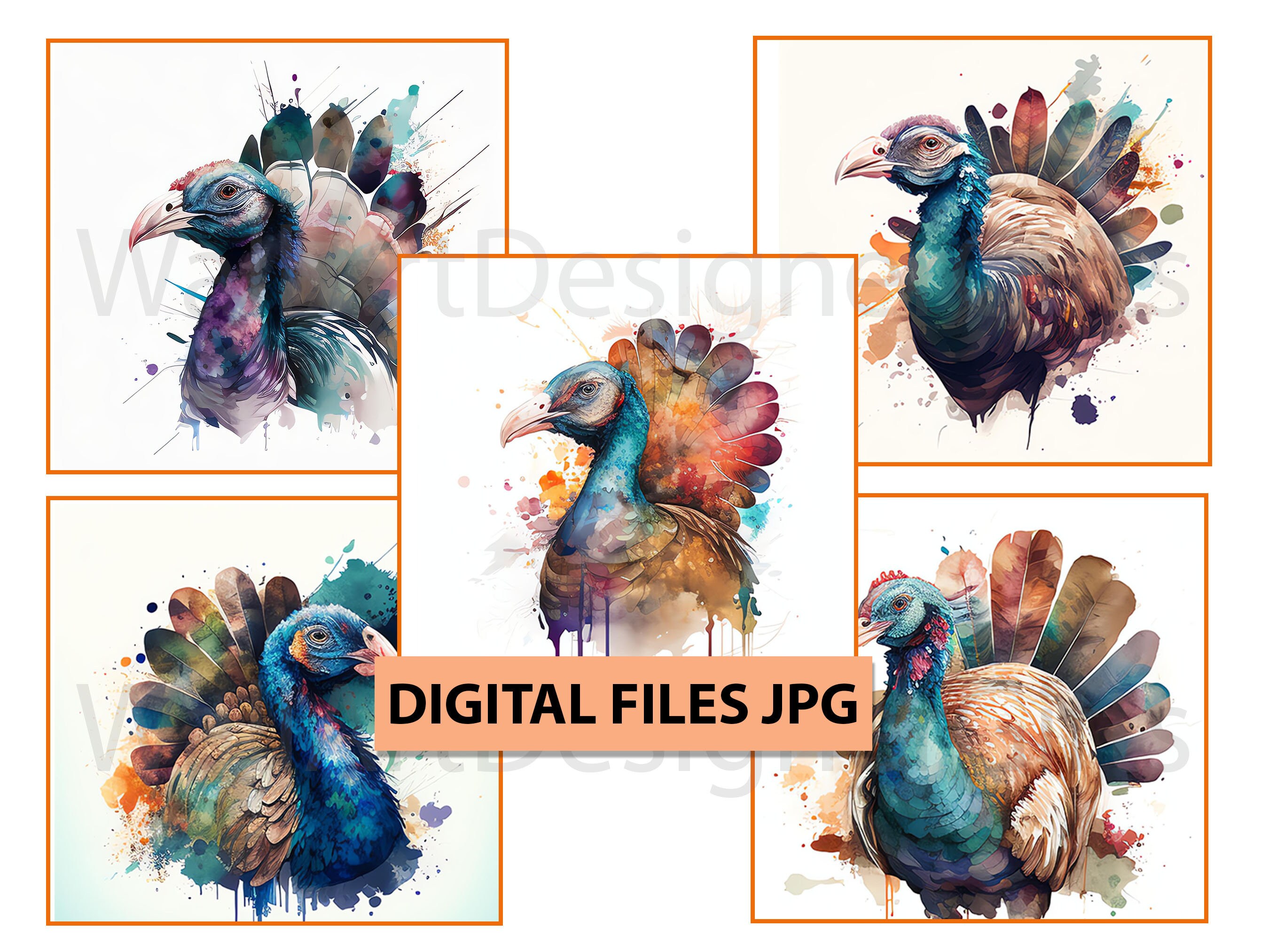 Farm Animals Clipart 20 JPG Turkey Bundle, Full Commercial Use, Cute ...