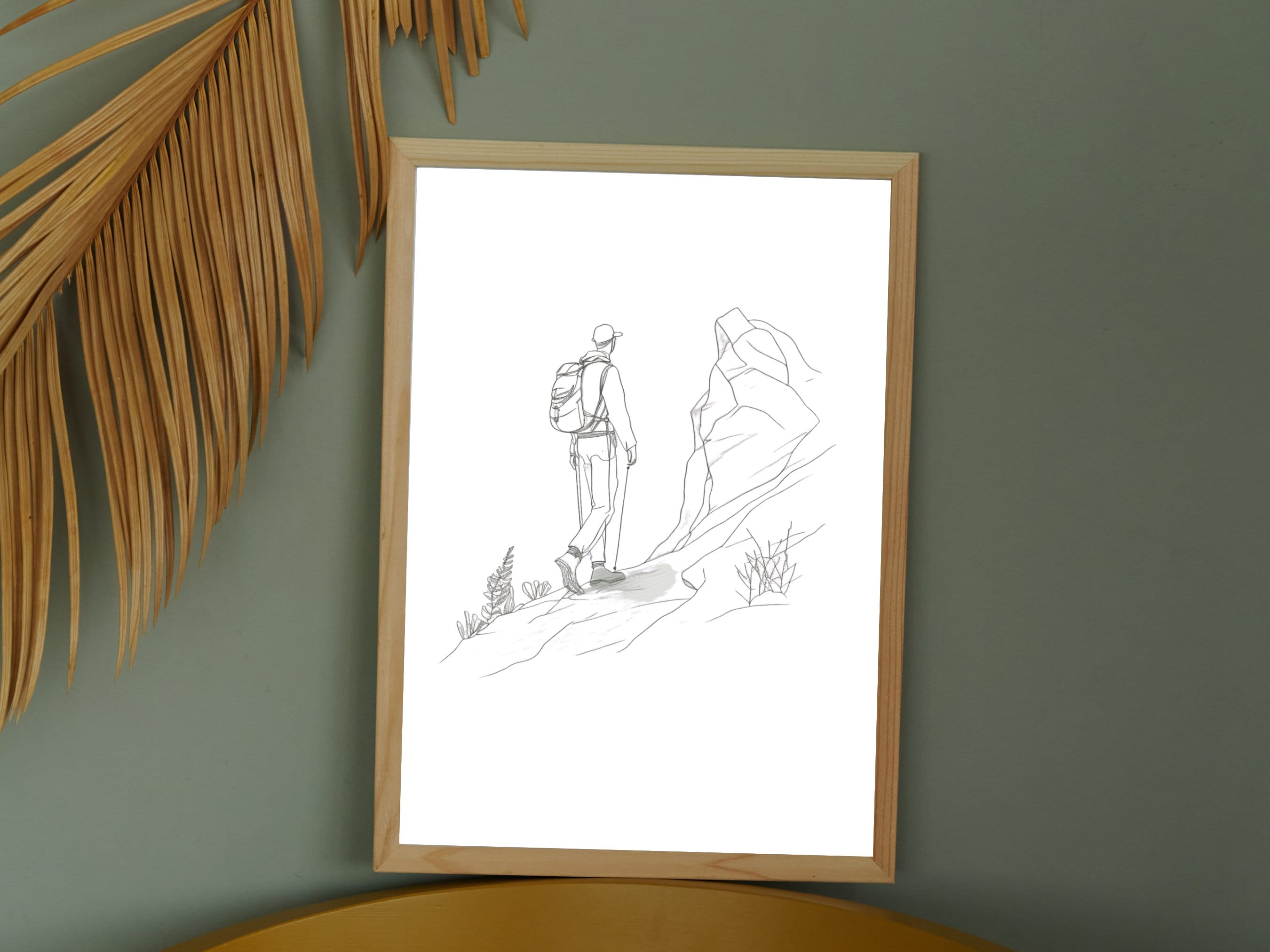 Hiking Drawing Print, Minimalist Hiking Line Art, Minimalist Art Work ...