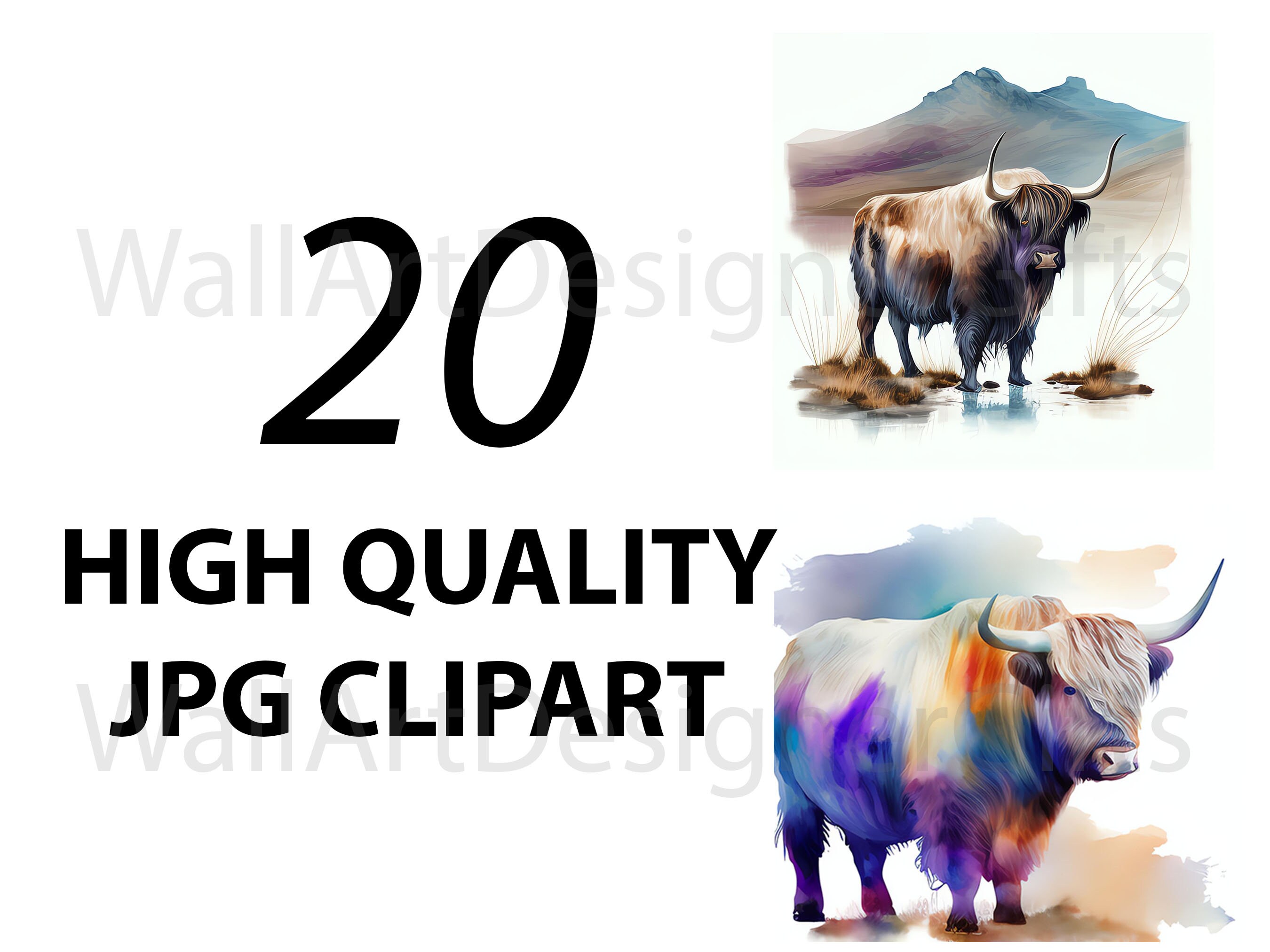 Farm Animals Clipart 20 JPG Yak Bundle, Full Commercial Use, Cute Farm ...