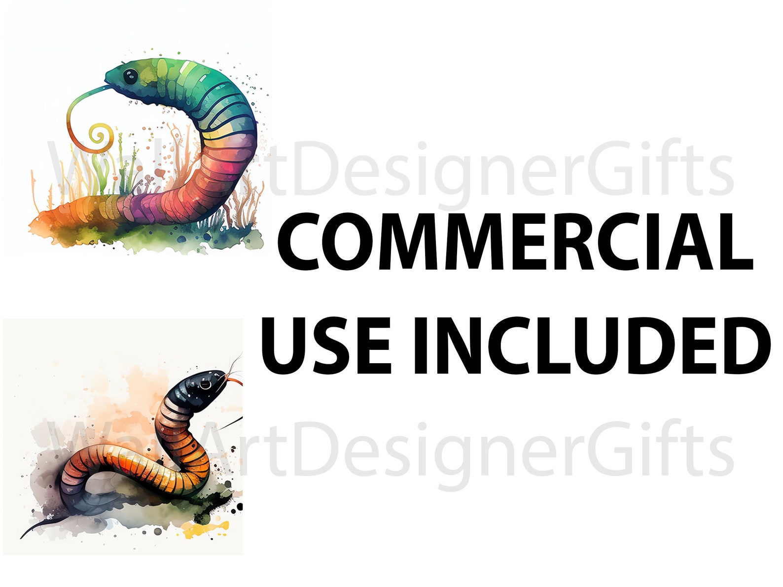 Farm Animals Clipart 20 JPG Worm Bundle, Full Commercial Use, Cute Farm ...