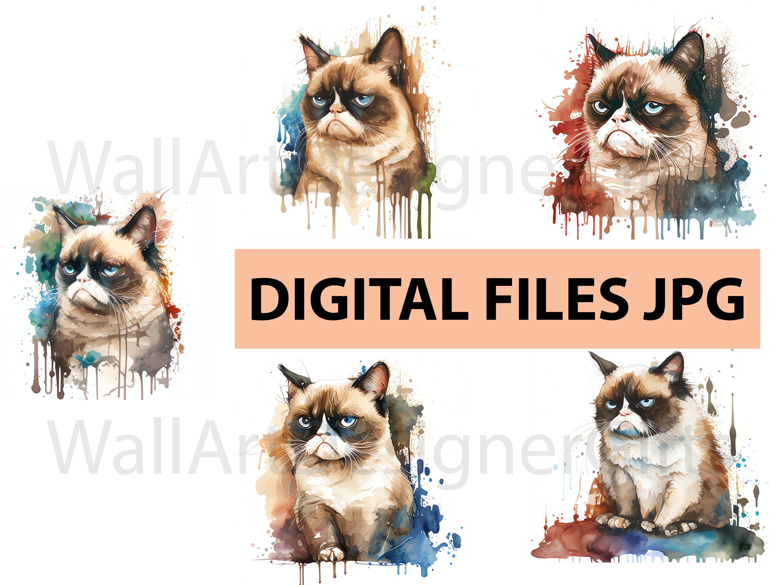20 Grumpy Cat Clipart JPG Bundle, Full Commercial Use, Cute Baby Shower ...