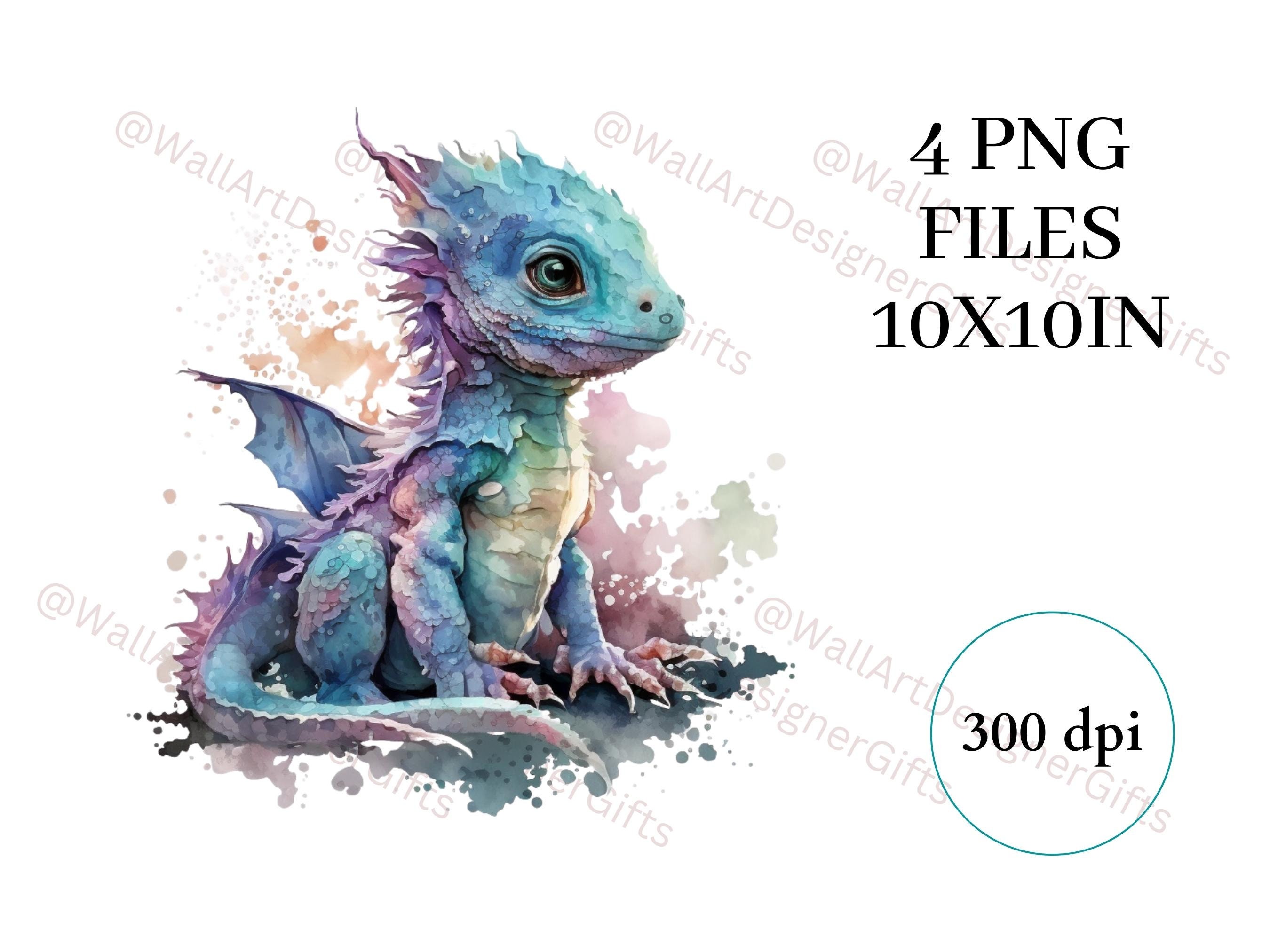 Fantasy Baby Dragons Watercolor Clipart, Baby Dragons Watercolor, Baby ...
