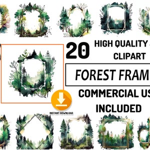 20 Forest Frames Clipart JPG Bundle, Full Commercial Use, Cute Baby ...
