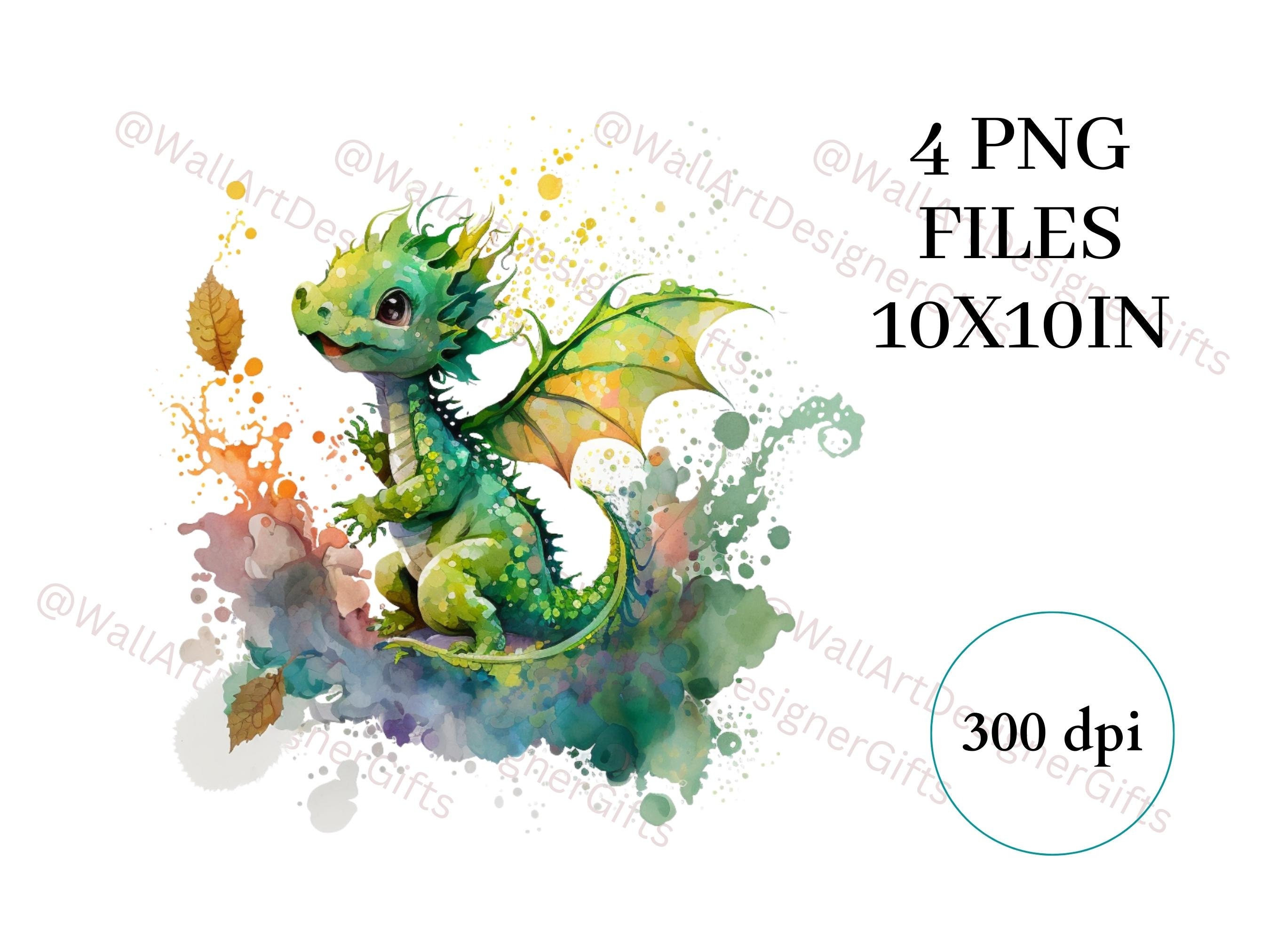 Fantasy Baby Dragons Watercolor Clipart, Baby Dragons Watercolor, Baby ...
