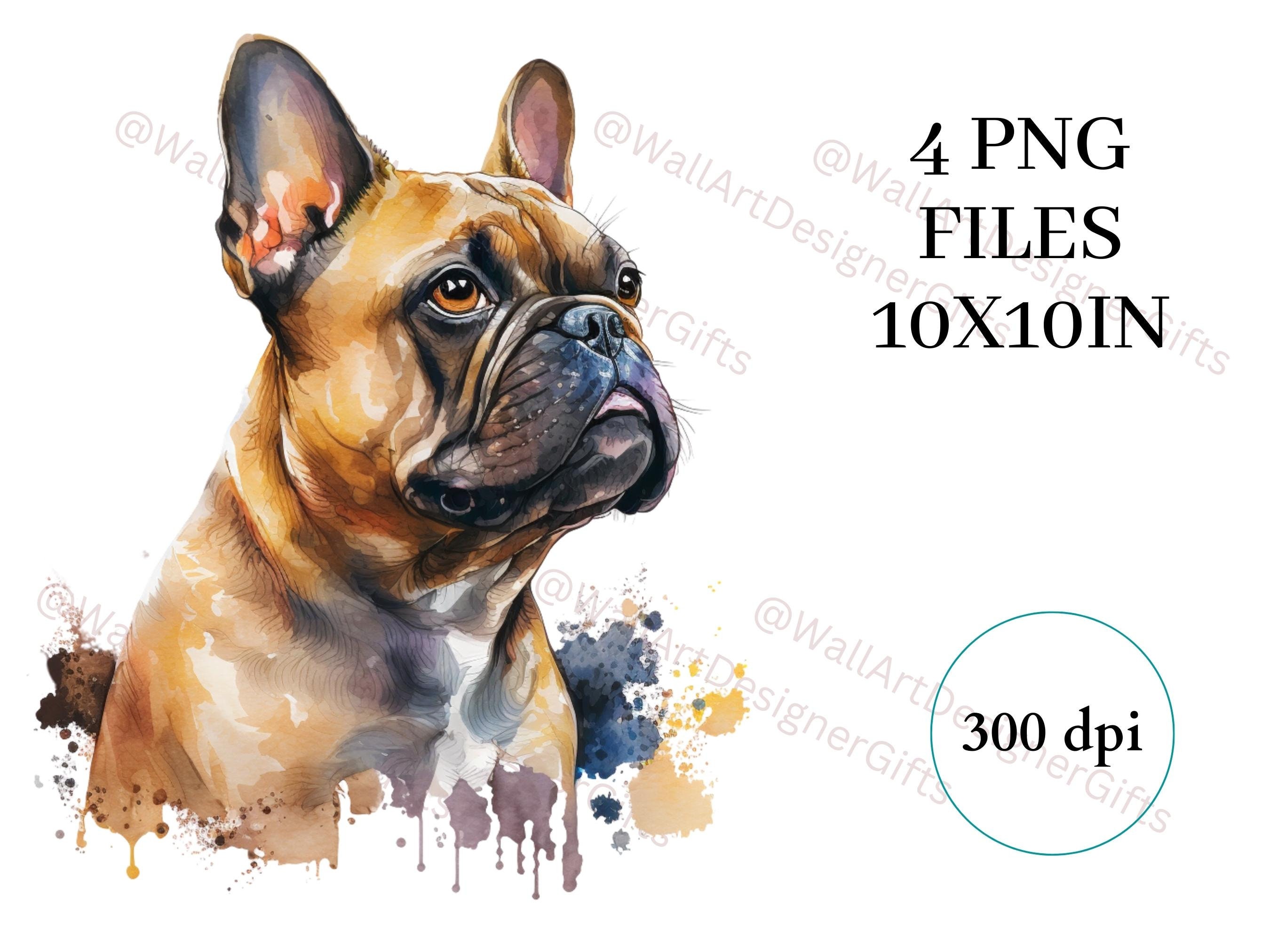 French Bulldog Doge Watercolor Art Print Clipart, 4 Dogs Nursery Decor ...