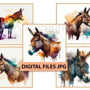 Farm Animals Clipart 20 JPG Donkey Bundle, Full Commercial Use, Cute ...