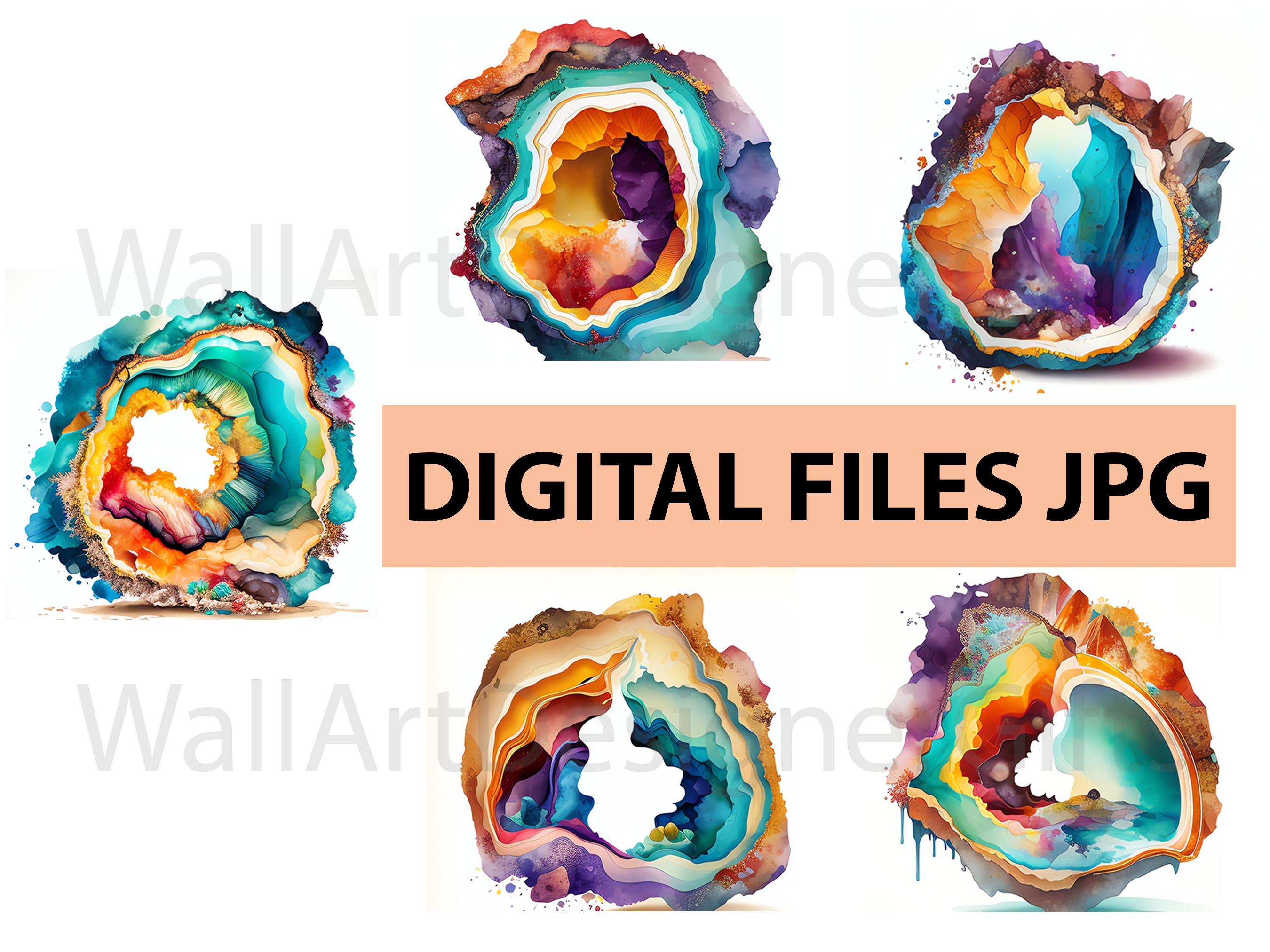 Colourful Geode Clipart 20 High Quality JPG, Full Commercial Use ...