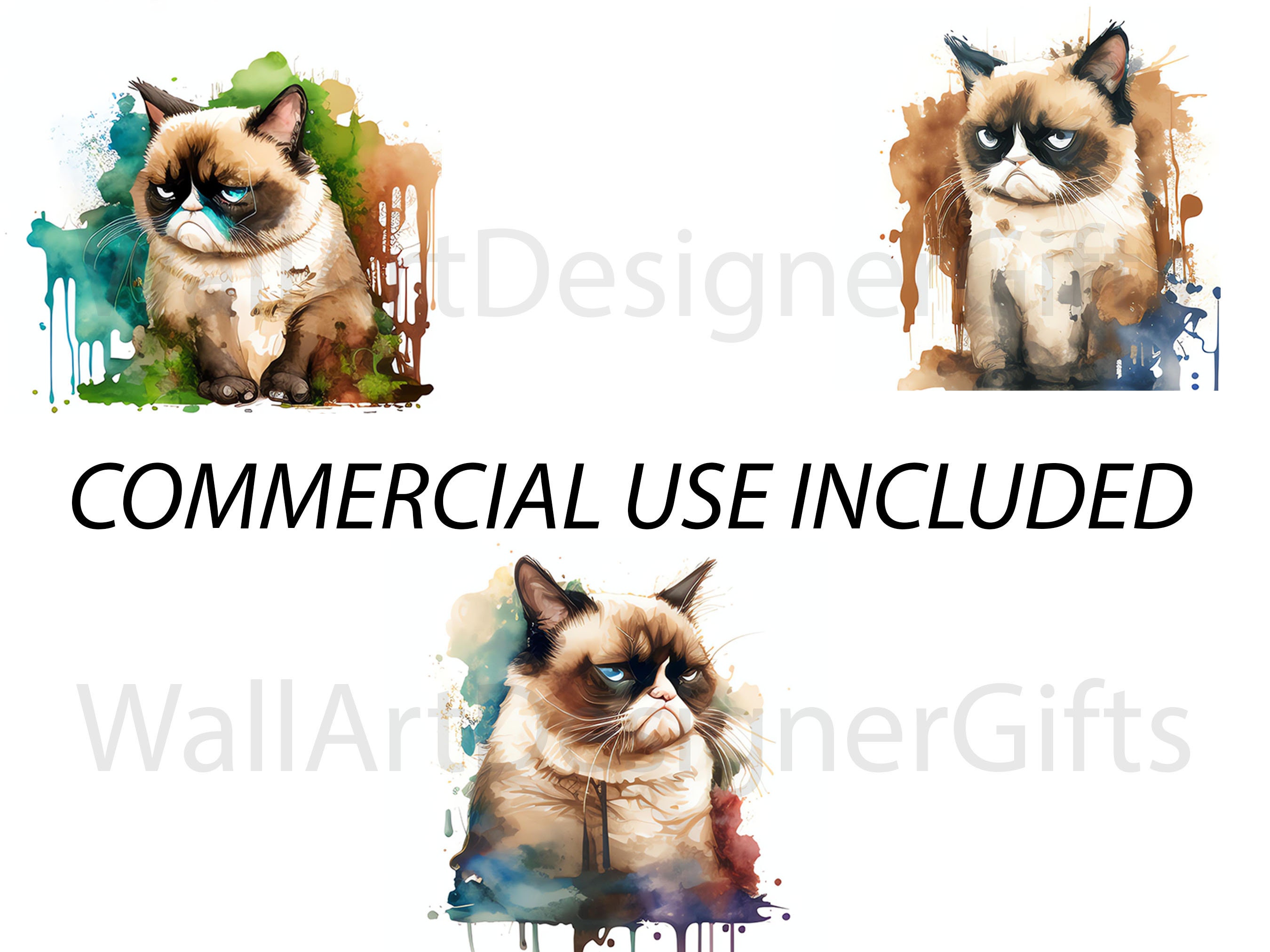 20 Grumpy Cat Clipart JPG Bundle, Full Commercial Use, Cute Baby Shower ...