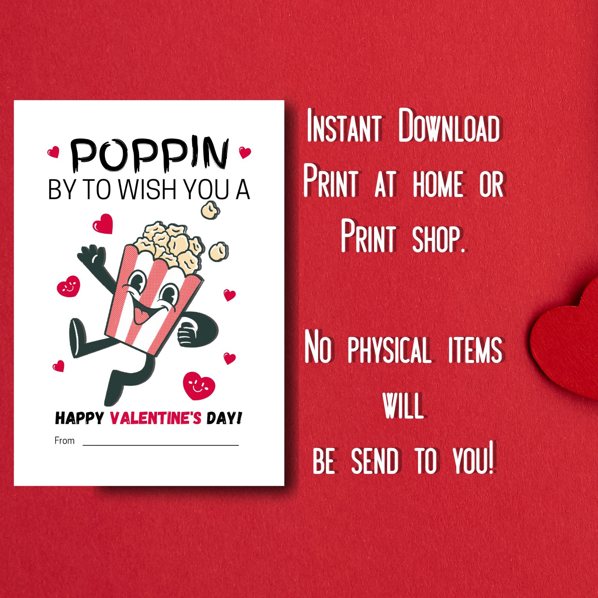 Popcorn Valentine Cards for Kids, Kids Valentine Cards, Popcorn ...