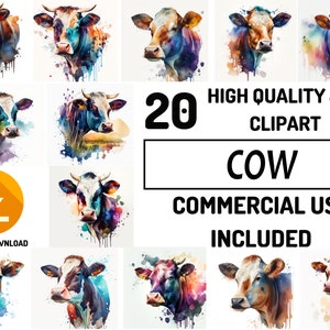 Cow Clipart 20 High Quality JPG, Full Commercial Use, Digital Paper ...