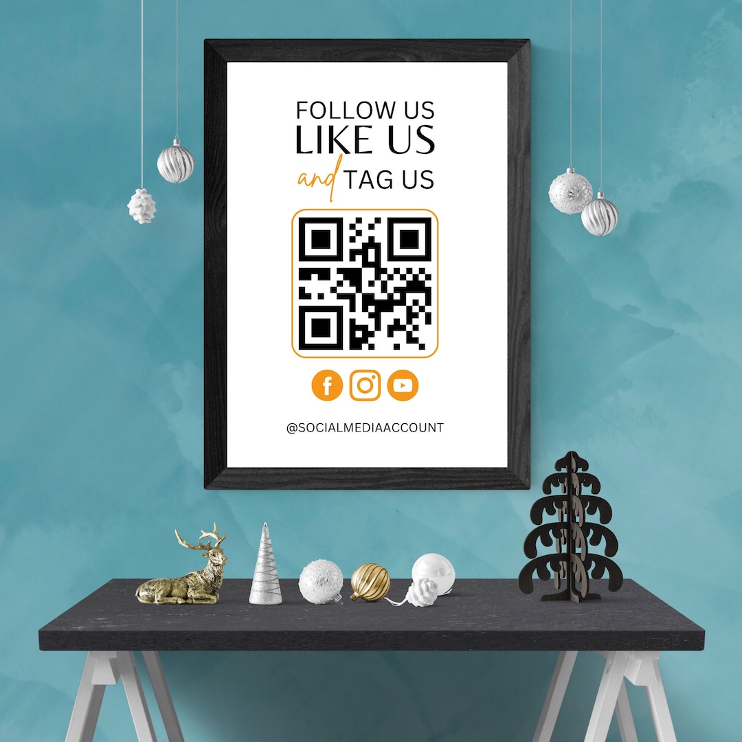 FOLLOW Us LIKE Us TAG Us - Social Media Qr Code Sign Canva Template ...