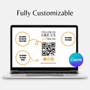 FOLLOW Us LIKE Us TAG Us - Social Media Qr Code Sign Canva Template ...