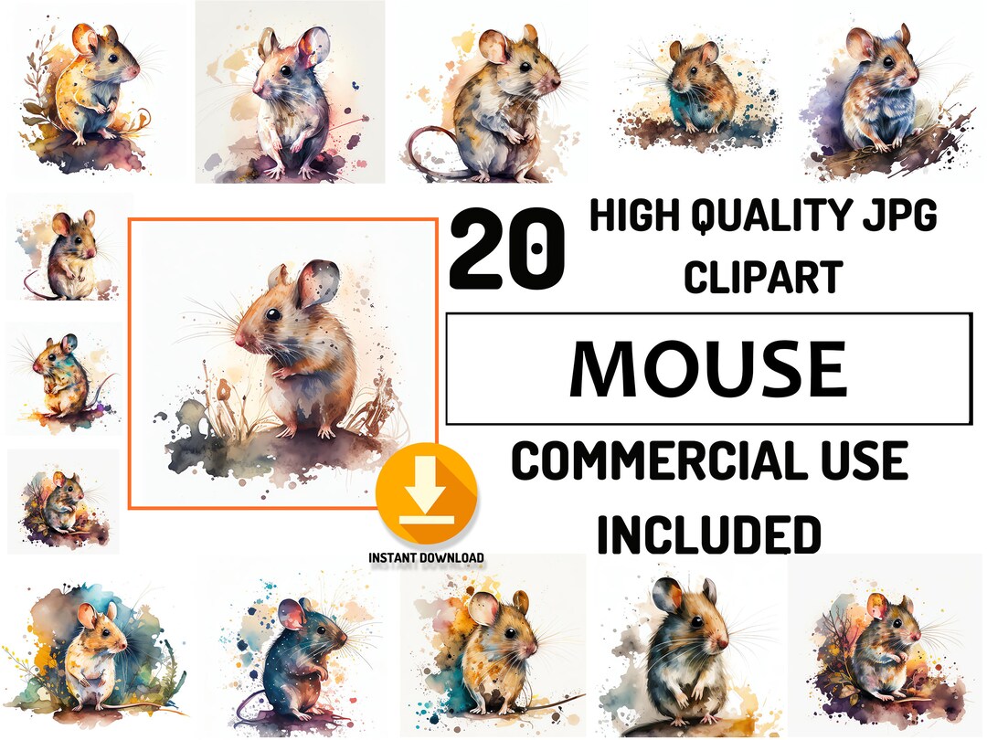 Farm Animals Clipart 20 JPG Mouse Bundle, Full Commercial Use, Cute ...