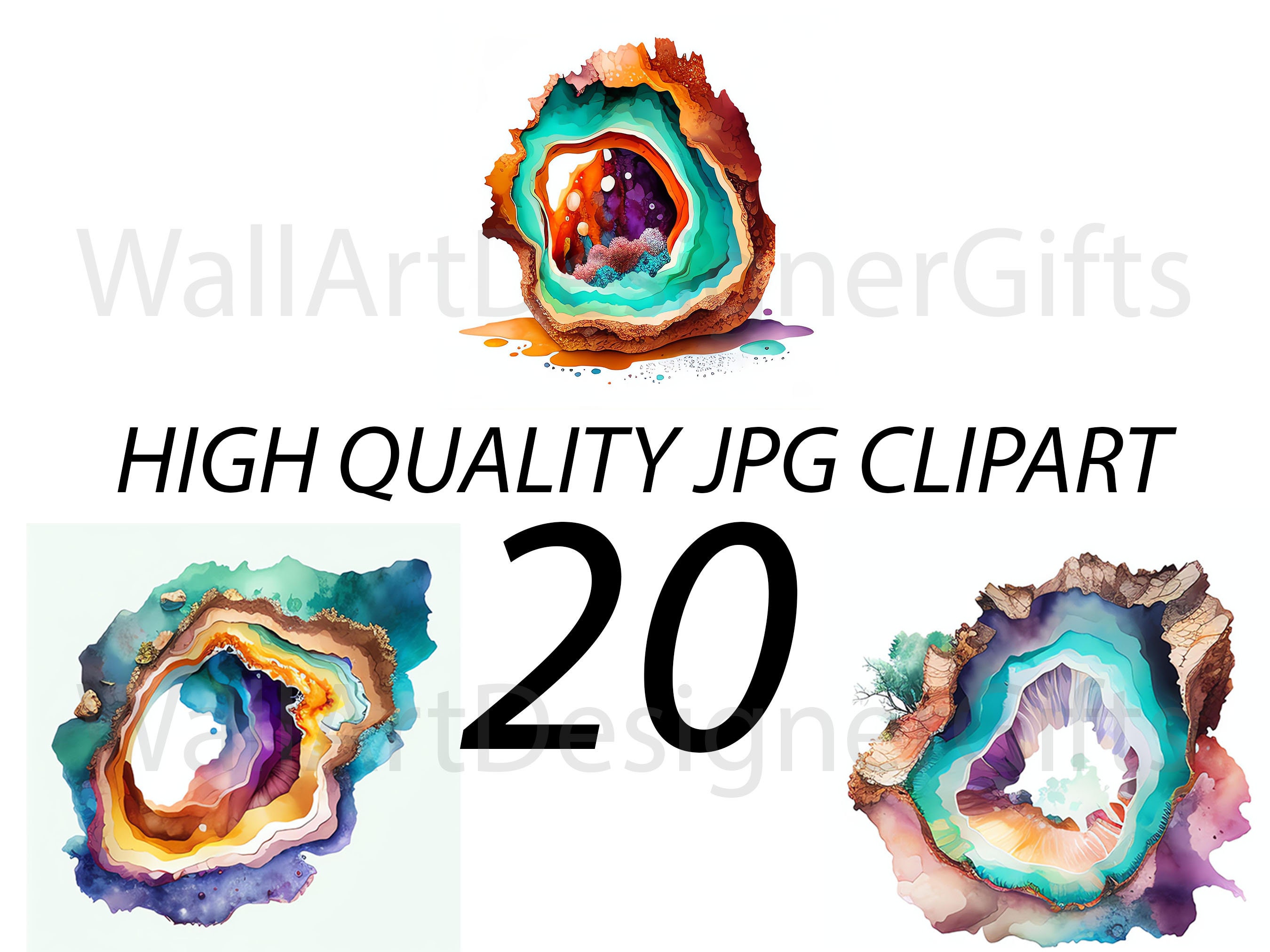 Colourful Geode Clipart 20 High Quality JPG, Full Commercial Use ...