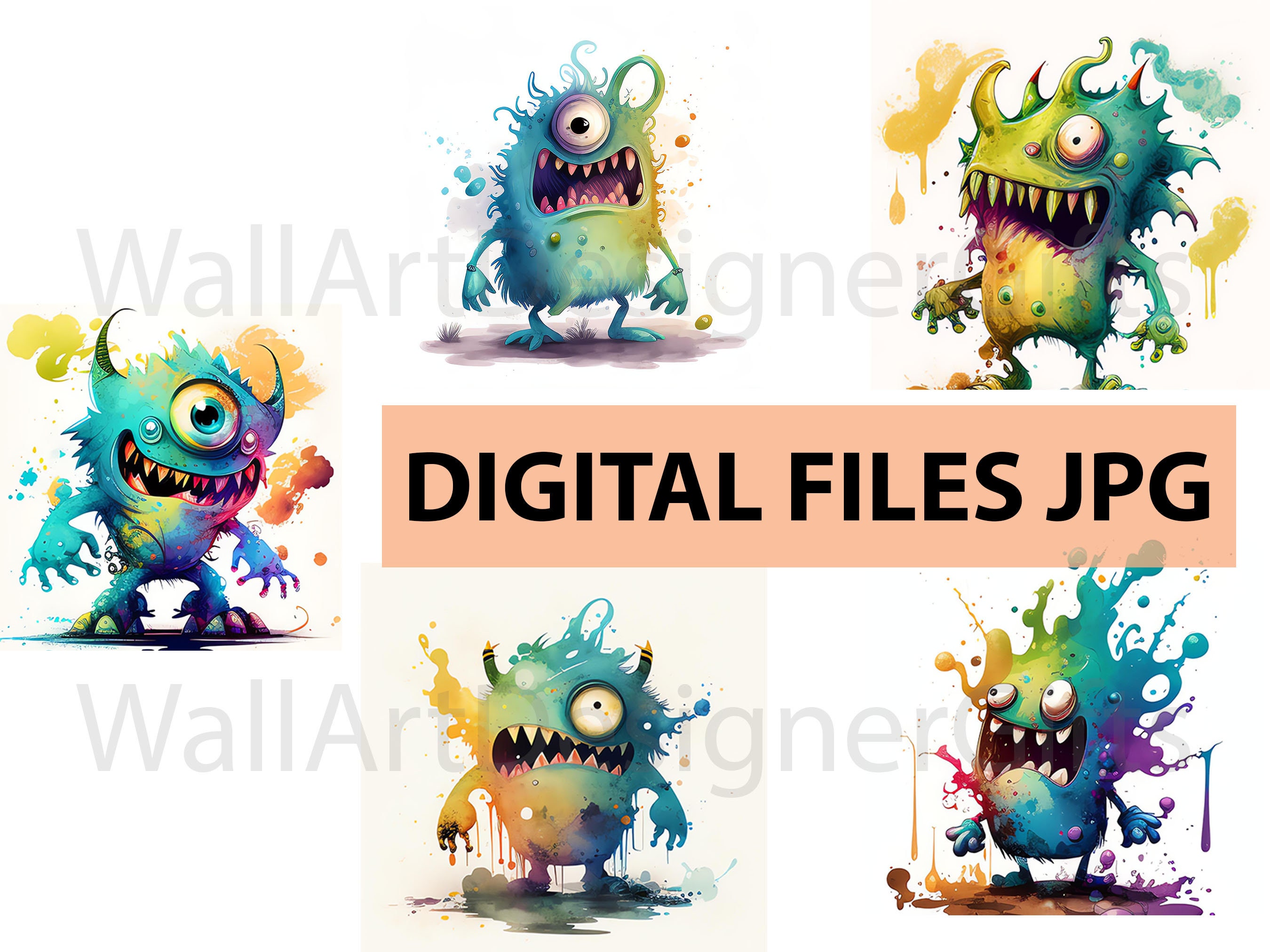Cartoon Monster Clipart 20 High Quality JPG, Full Commercial Use ...