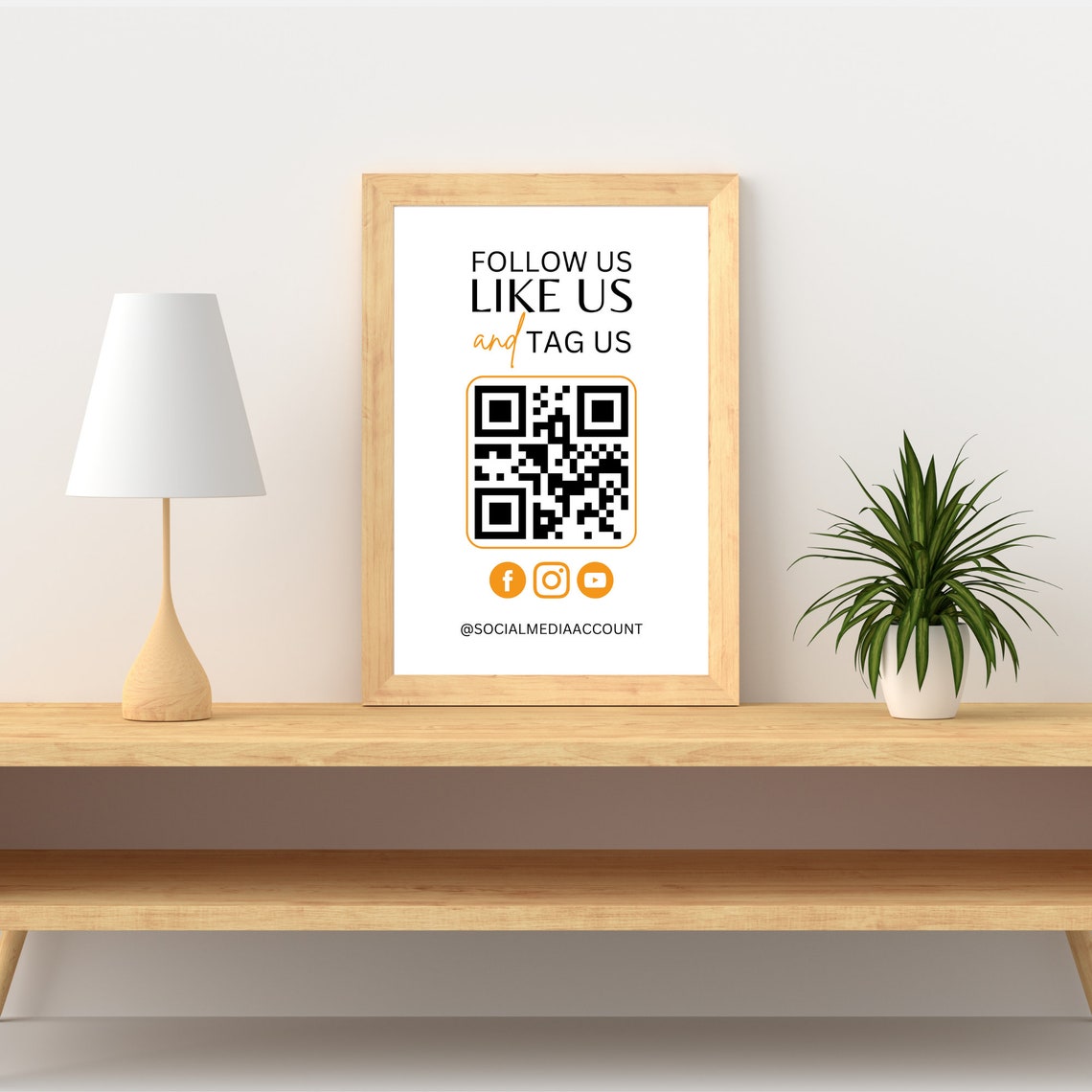 FOLLOW Us LIKE Us TAG Us - Social Media Qr Code Sign Canva Template ...