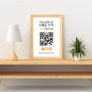 FOLLOW Us LIKE Us TAG Us - Social Media Qr Code Sign Canva Template ...