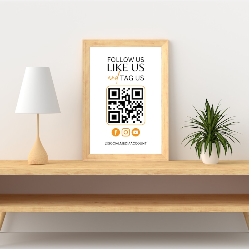 Social Media QR Code Sign Canva Template (digital Download) - Etsy