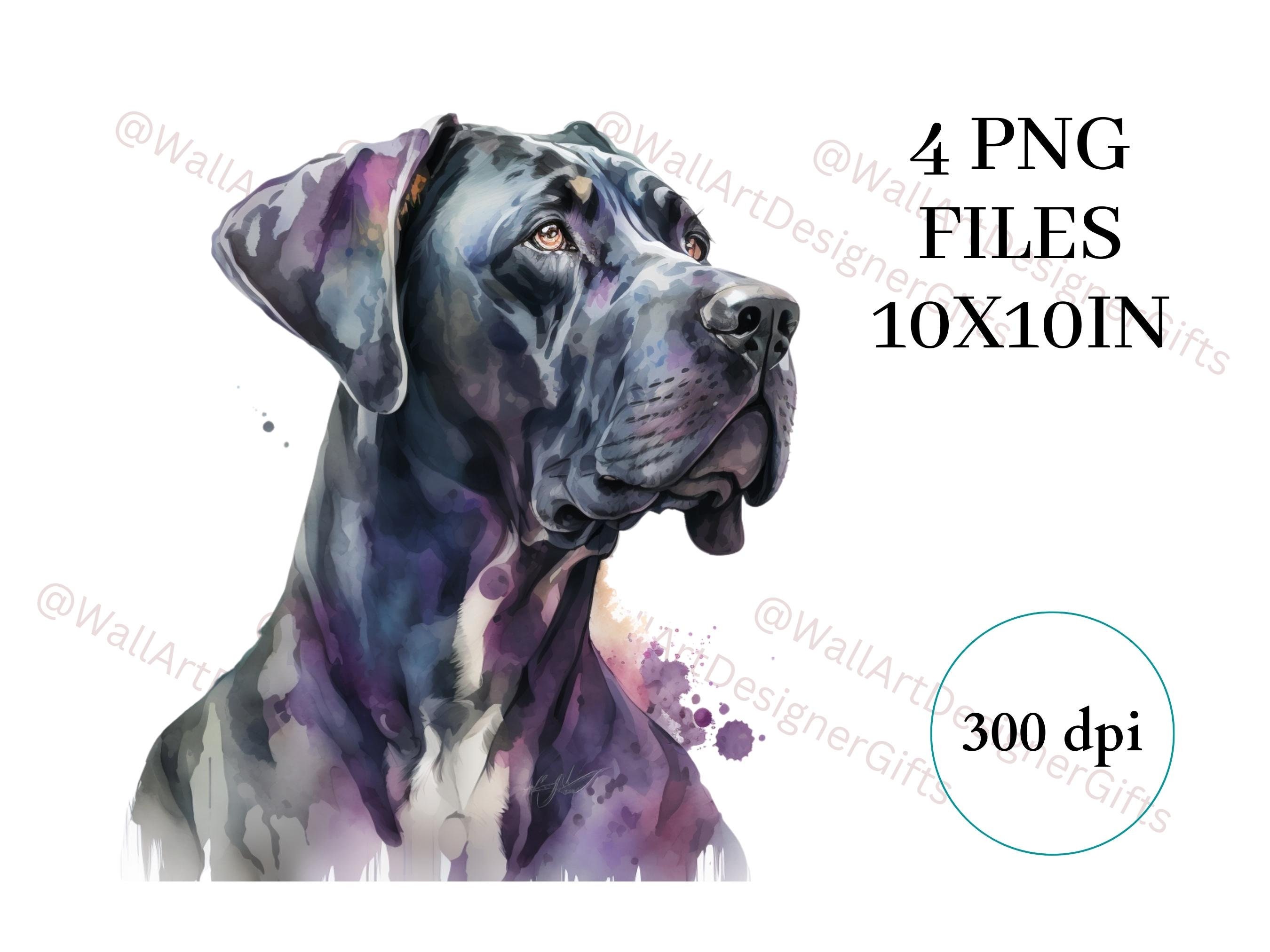 Great Dane Doge Watercolor Art Print Clipart, 4 Dogs Nursery Decor High ...