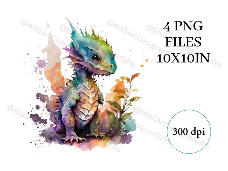 Fantasy Baby Dragons Watercolor Clipart, Baby Dragons Watercolor, Baby ...