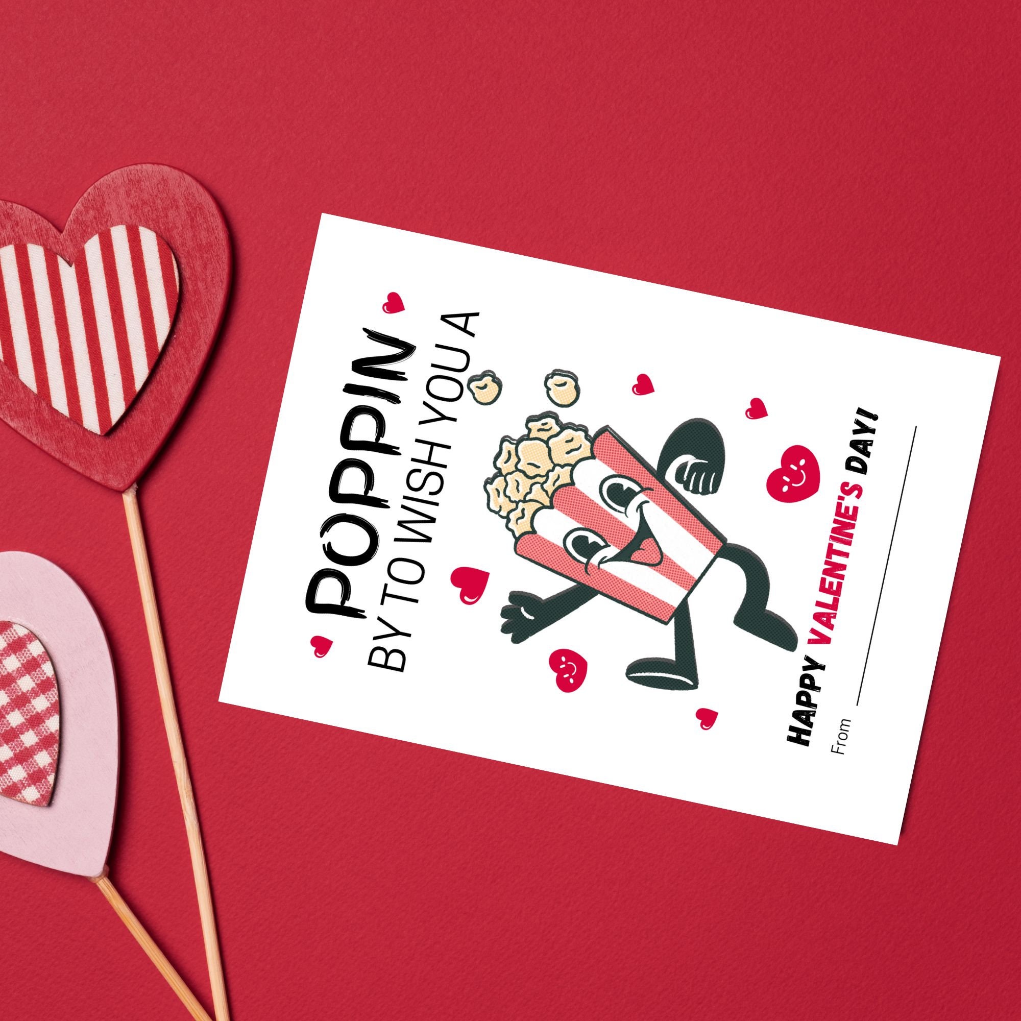 Popcorn Valentine Cards for Kids, Kids Valentine Cards, Popcorn ...