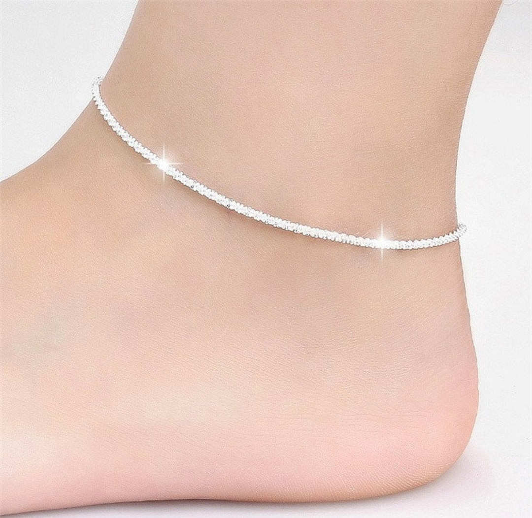 Dainty Silver Anklet Minimal Anklet for Women Thin - Etsy