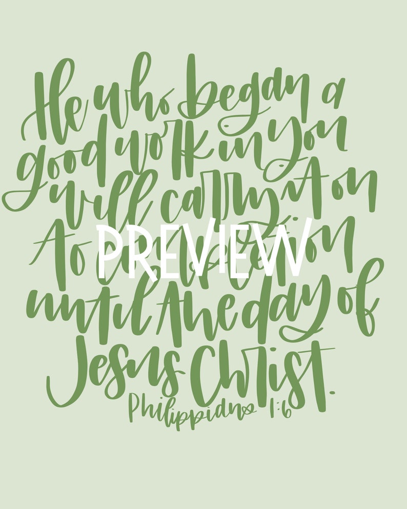Philippians 1:6 Scripture Print, Digital Scripture Download, Hand ...