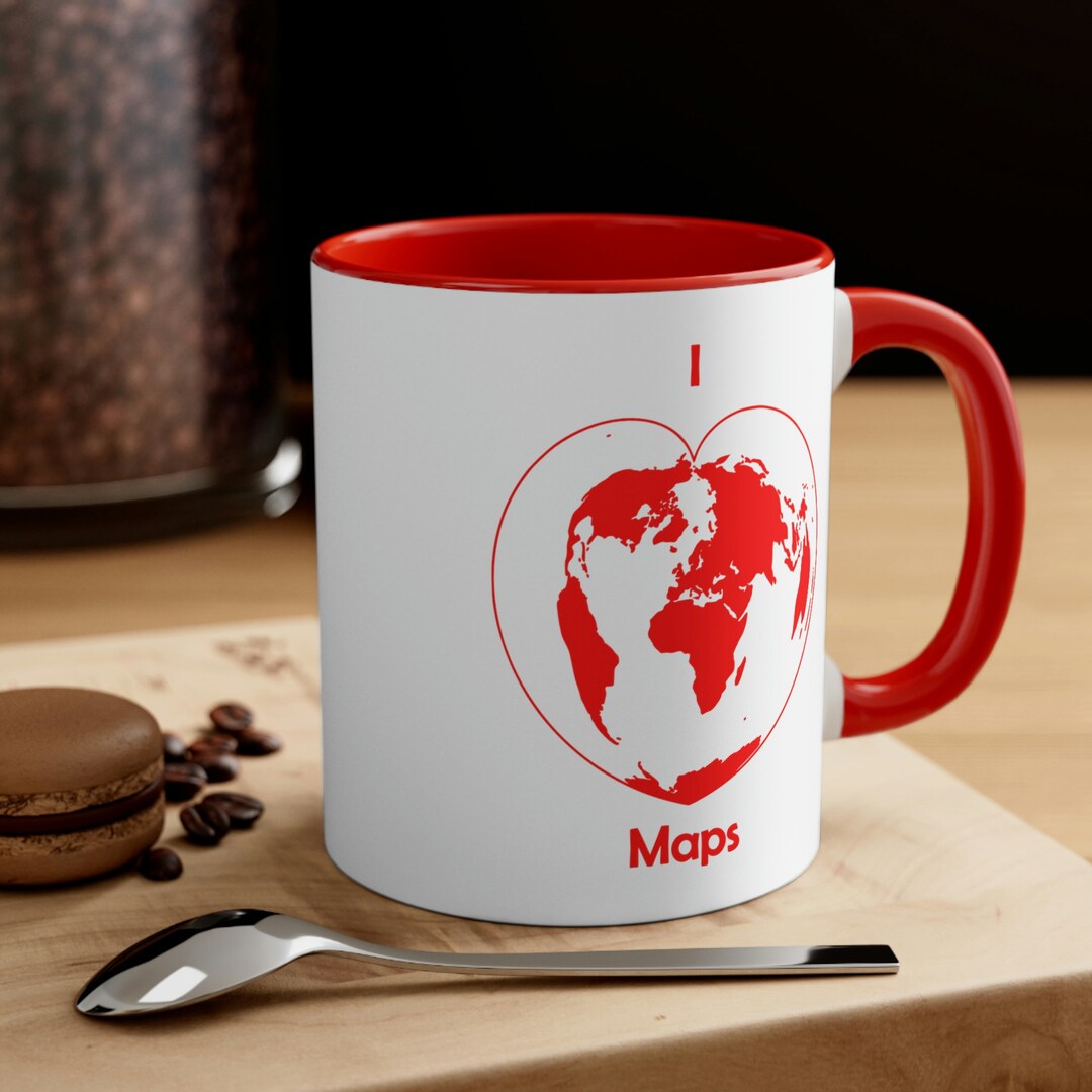 I Love Maps Accent Coffee Mug, 11oz - Maps Gift- GIS Gifts -analysts ...