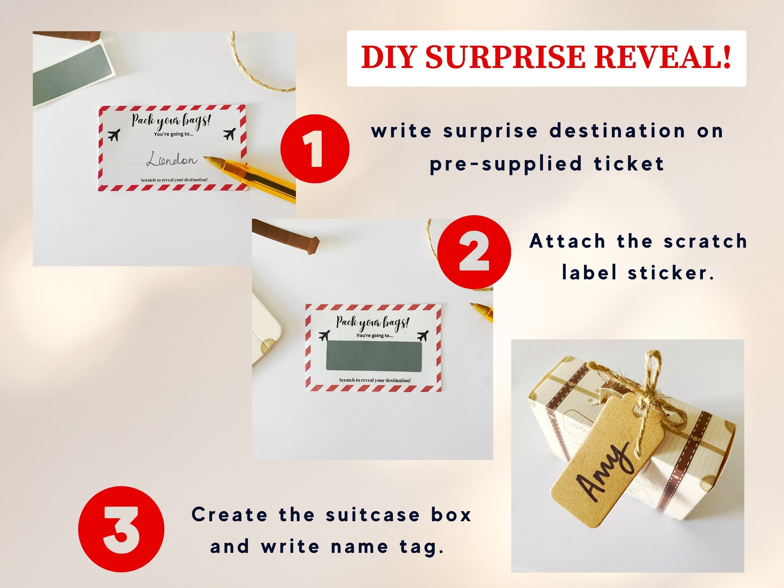 DIY Surprise Mini Suitcase Scratch & Mini Travel Ticket Reveal Gift ...