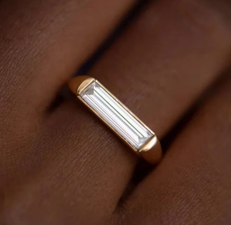14K 2 Carat Baguette Diamond Ring Rectangle Diamond Ring - Etsy